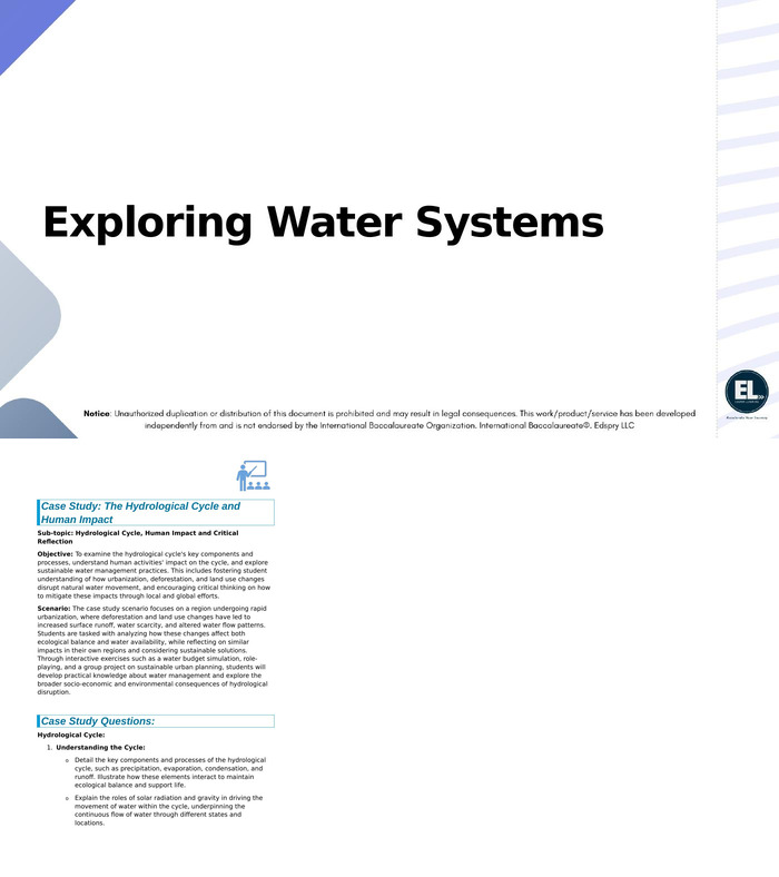 DP Environmental Systems & Societies Topic 4 Water