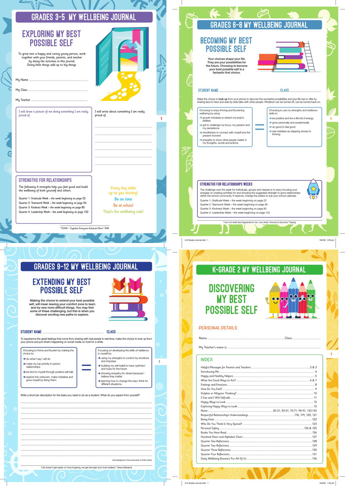 Wellbeing and Mindfulness Student Journal Sample Center
