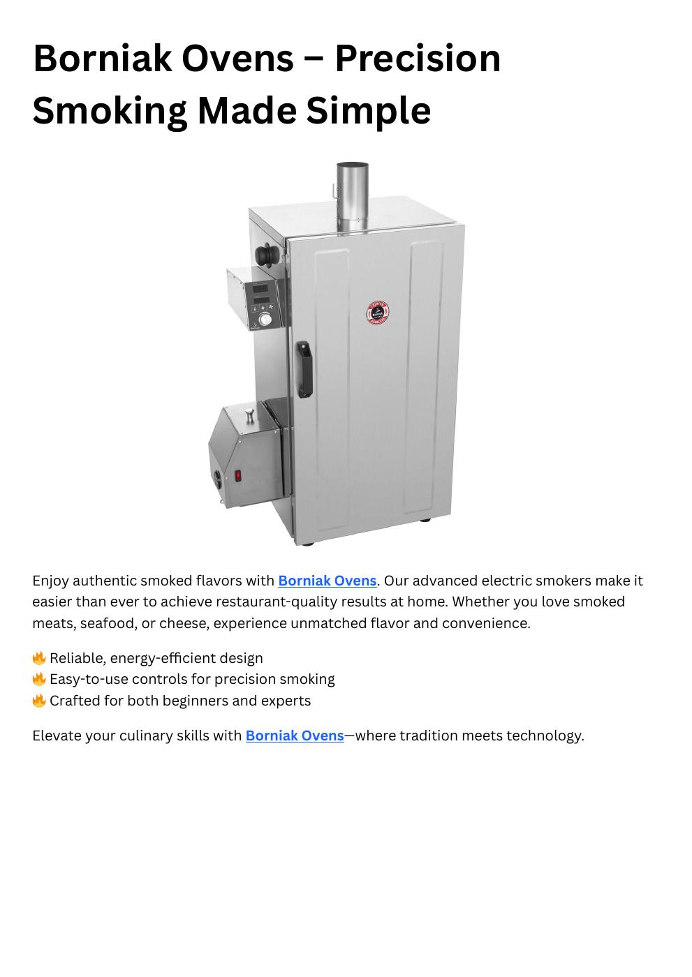 Borniak Ovens – Precision Smoking Made Simple | PDF to Flipbook