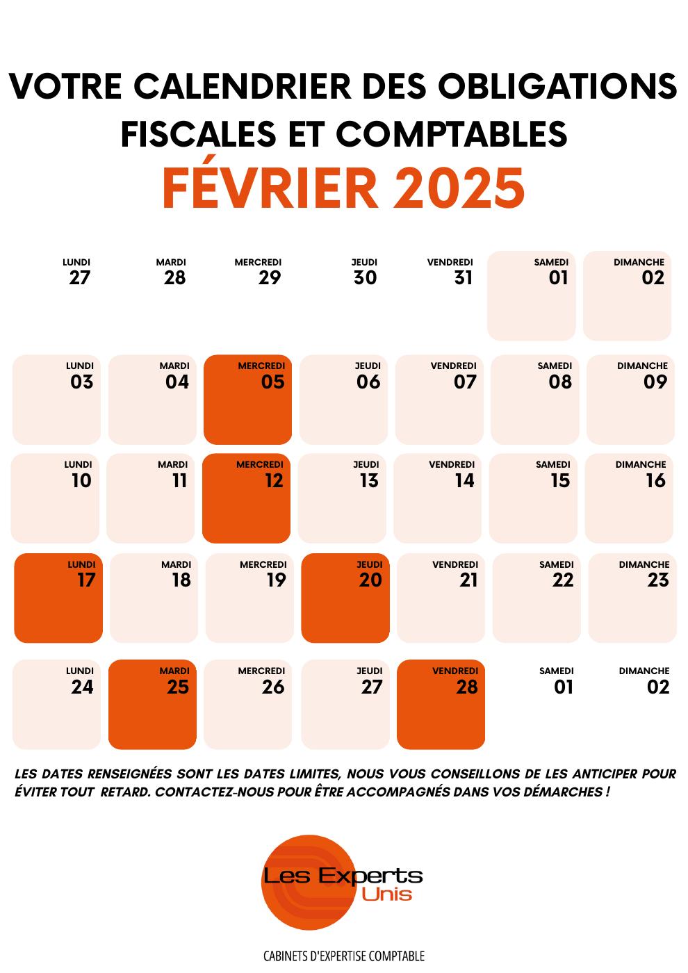 Votre calendrier des obligations fiscales et comptables