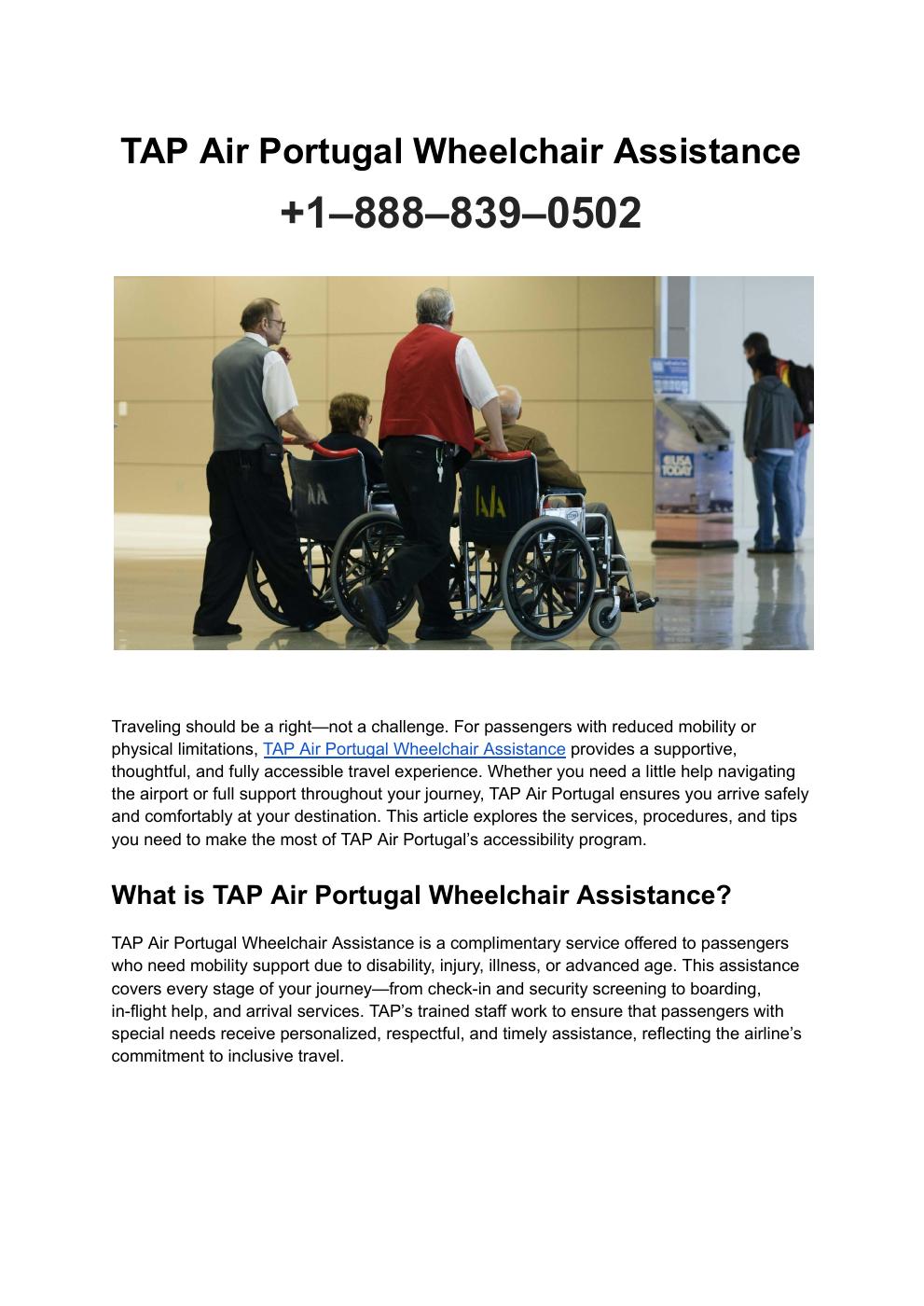 TAP Air Portugal Wheelchair Assistance +1–888–839–0502 | PDF to Flipbook