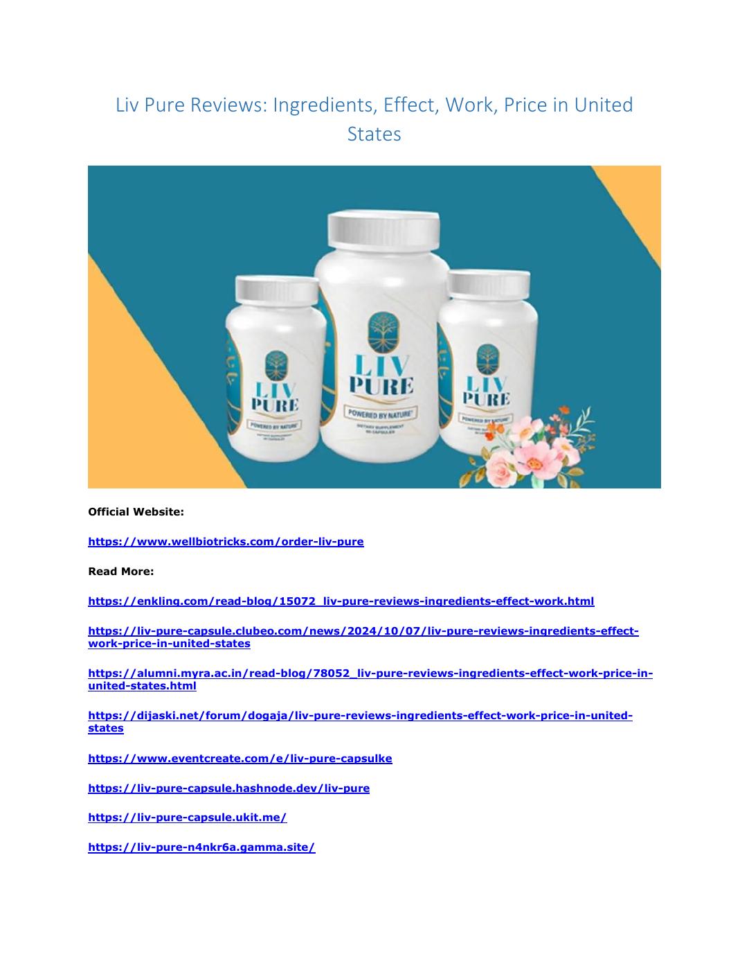 Liv Pure Reviews: Introducing, Ingredients, Effect, Work, Price | PDF ...