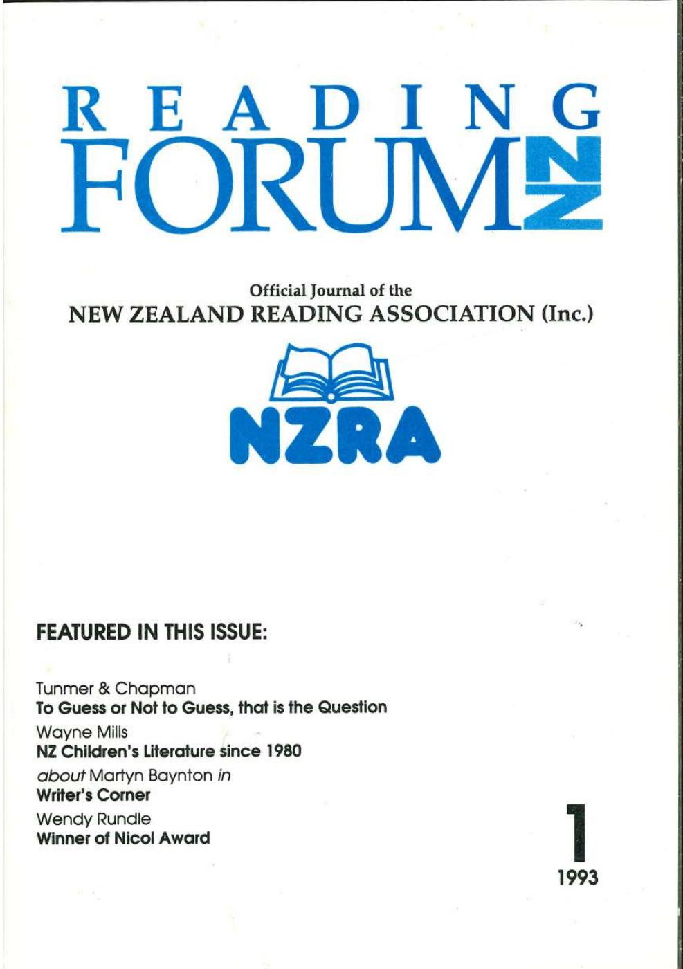 1993/1 NZLA Reading Forum