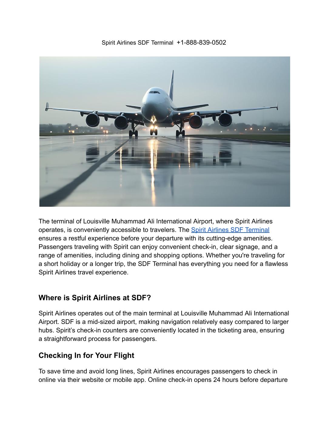 Spirit Airlines SDF Terminal +1-888-839-0502 | PDF to Flipbook