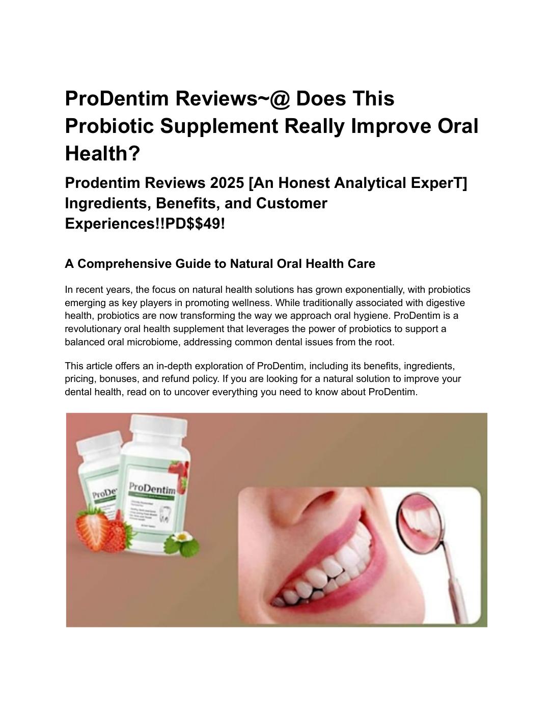 Prodentim Reviews 2025 (An Honest Analytical ExperT) Ingredients ...