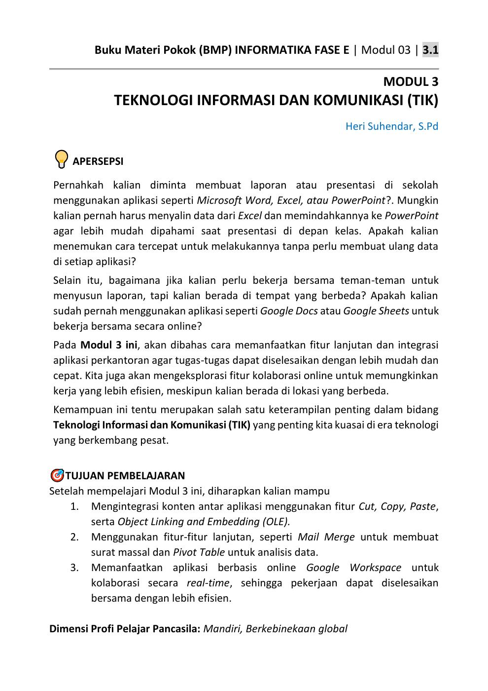 03. Modul 3 Informatika Fase E - Teknologi Informasi dan Komunikasi ...