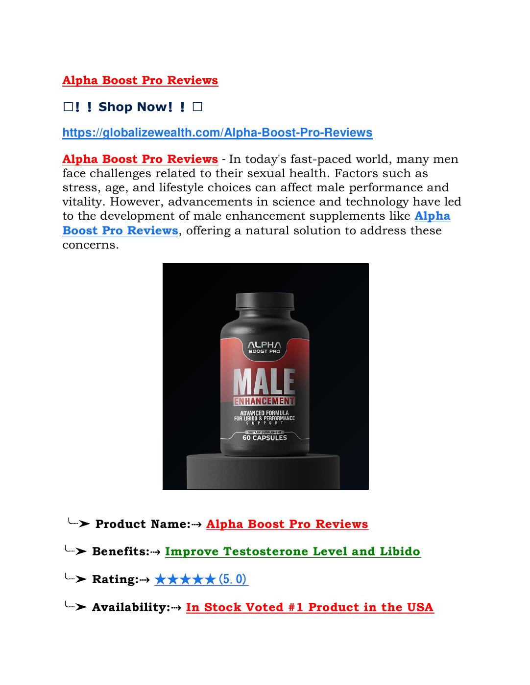 Alpha Boost Pro Reviews Rediscover Your Sexual Vitality | PDF to Flipbook