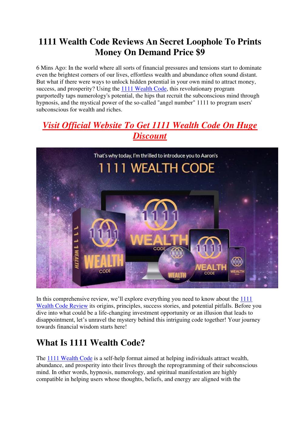 1111 Wealth Code Reviews All You Need To Know About 1111 Wealth Code ...