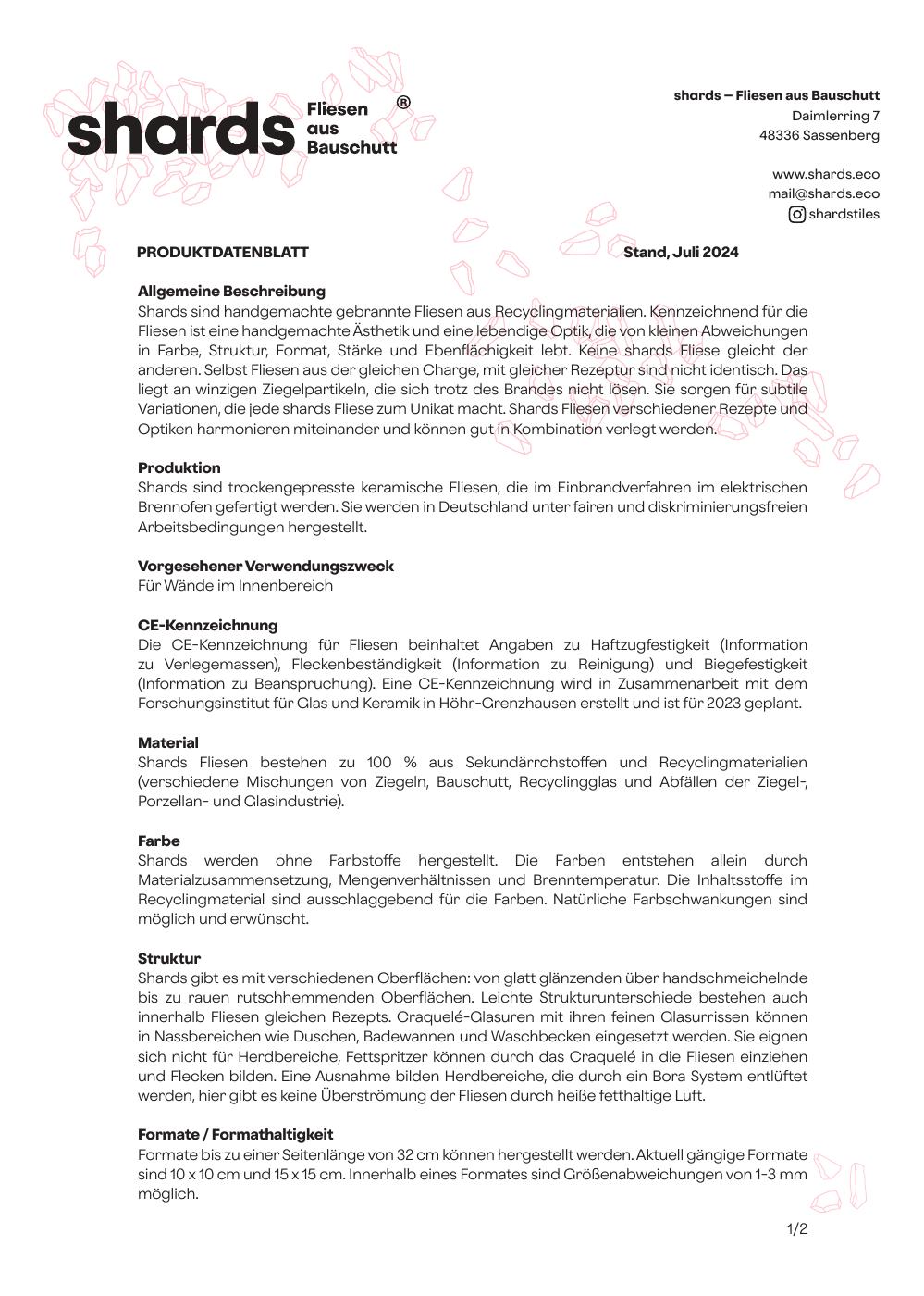 Shards Product Sheet