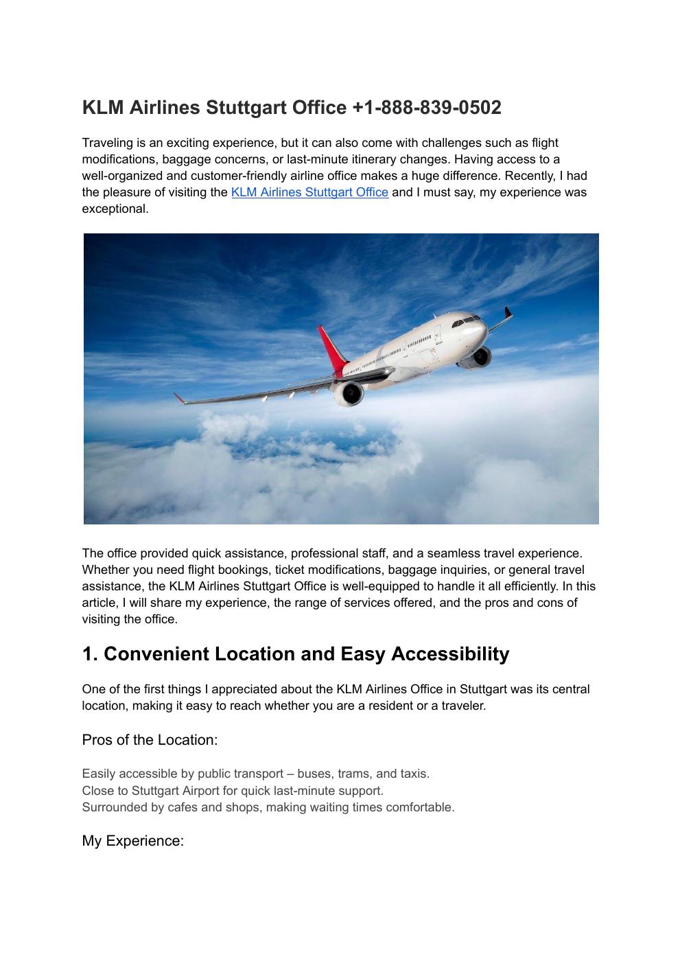 KLM Airlines Stuttgart Office +1-888-839-0502 | PDF to Flipbook