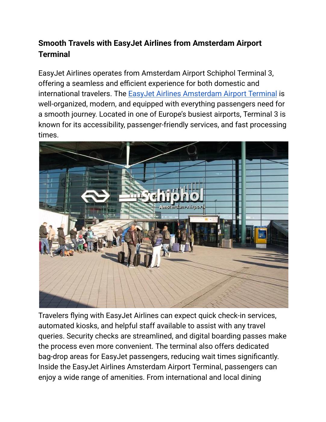EasyJet Airlines Amsterdam Airport Terminal | PDF to Flipbook