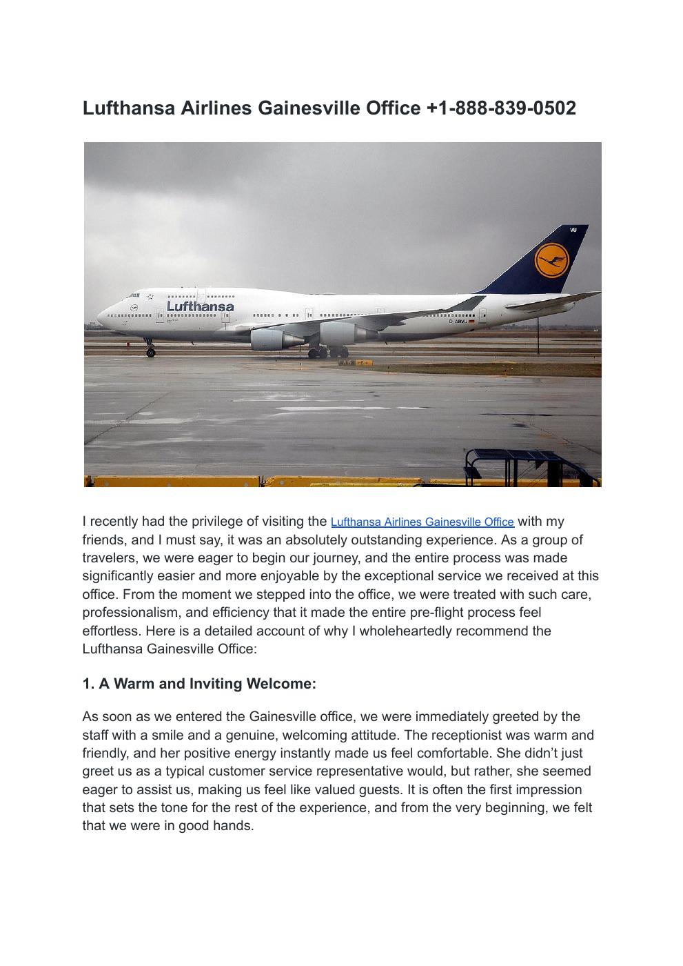 Lufthansa Airlines Gainesville Office | PDF to Flipbook