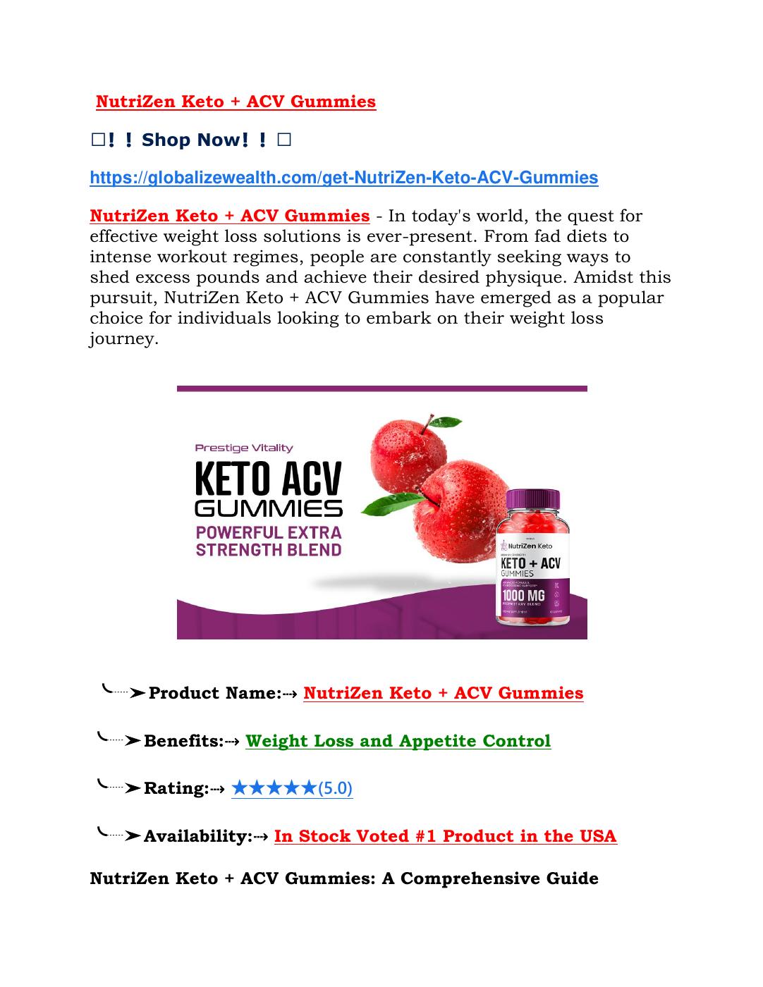 NutriZen Keto + ACV Gummies (For Weight Loss) Does It Really Natural ...