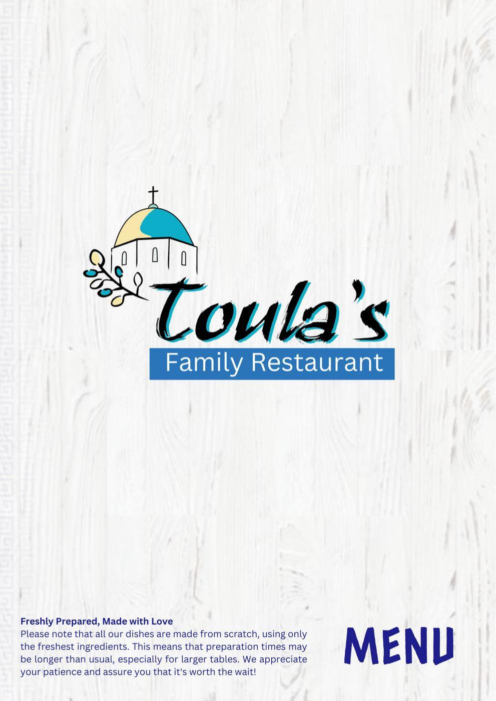 Toula's Family Restaurant - Menu | PDF to Flipbook