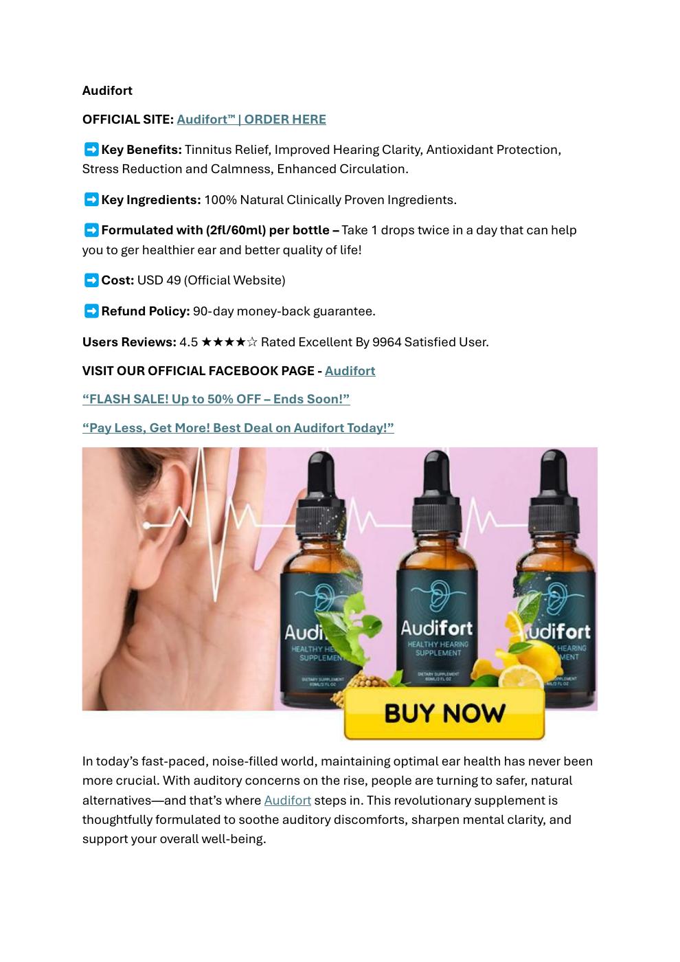 Audifort (Price Update) Improves 360 Hearing And Tinnitus Get Hearing ...