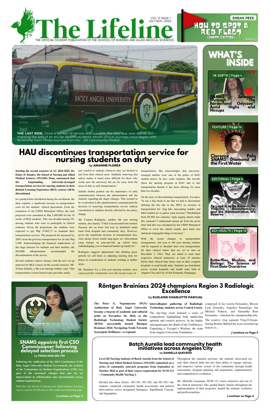 The Lifeline Volume 17, Issue I | July-November 2024 Tabloid | PDF to Flipbook