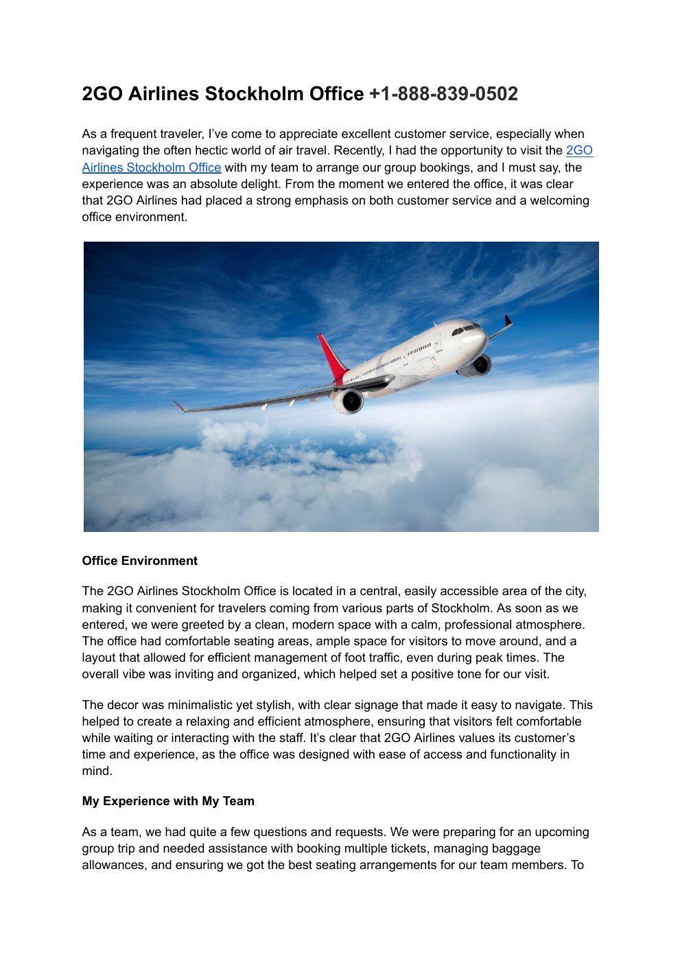 2GO Airlines Stockholm Office +1-888-839-0502 | PDF to Flipbook