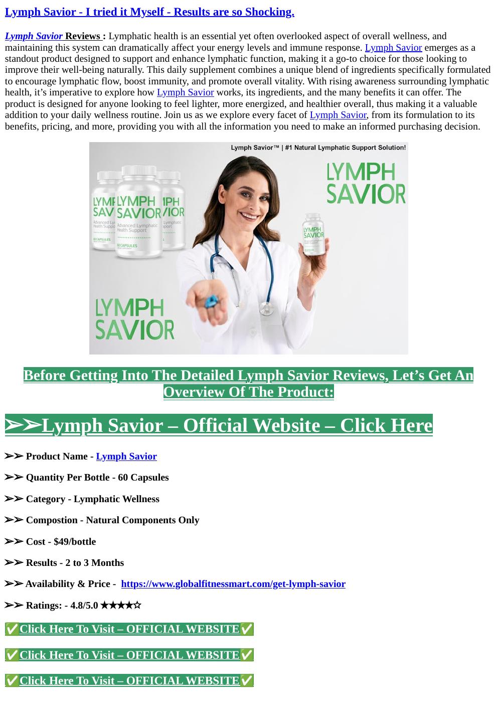 Lymph Savior Supplement – A Game Changer for Lymphatic Health? | PDF to ...