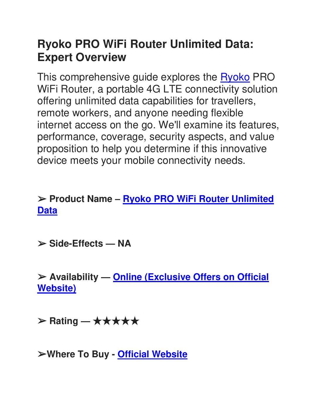 Ryoko PRO WiFi Router Unlimited Data | PDF to Flipbook