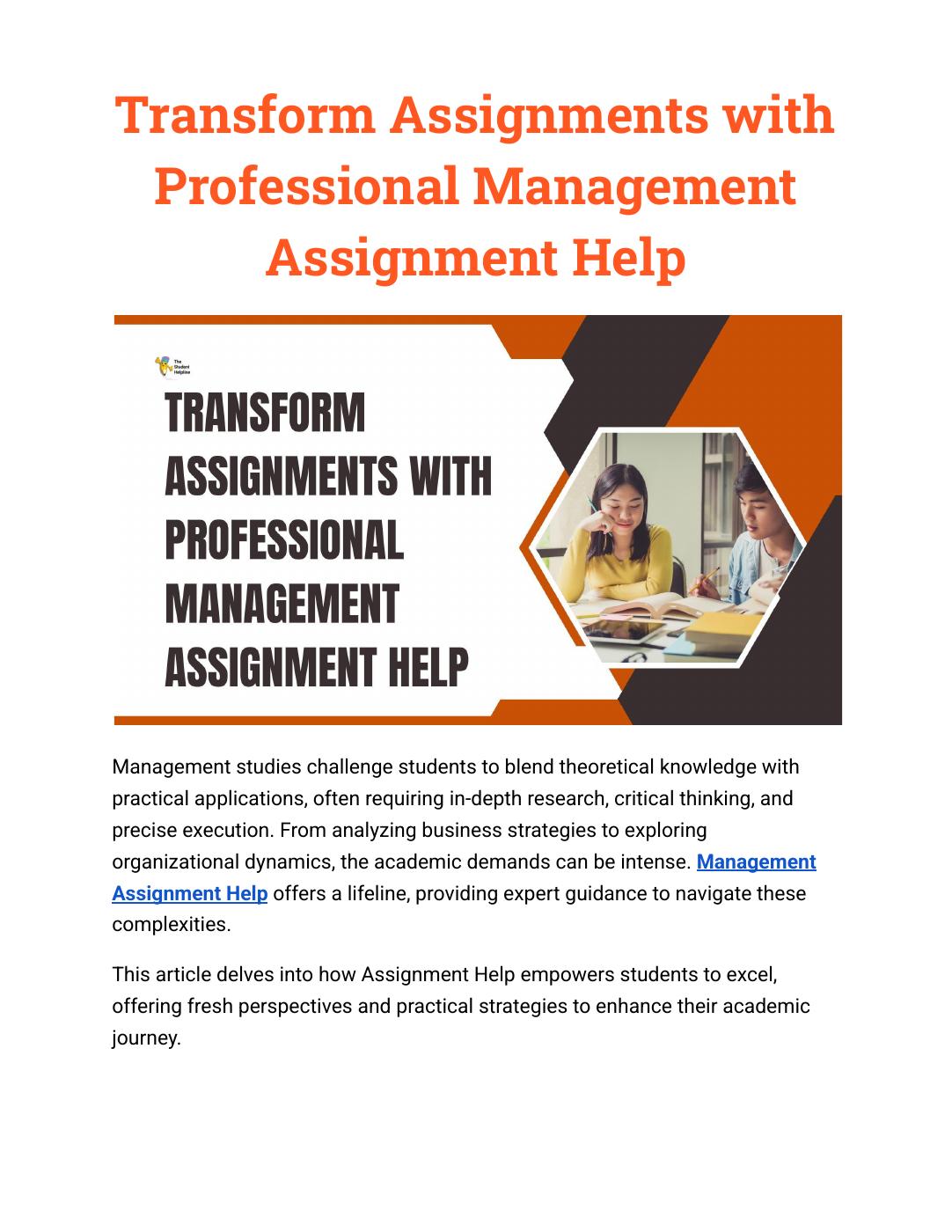 Transform Assignments with Professional Management Assignment Help | PDF to Flipbook