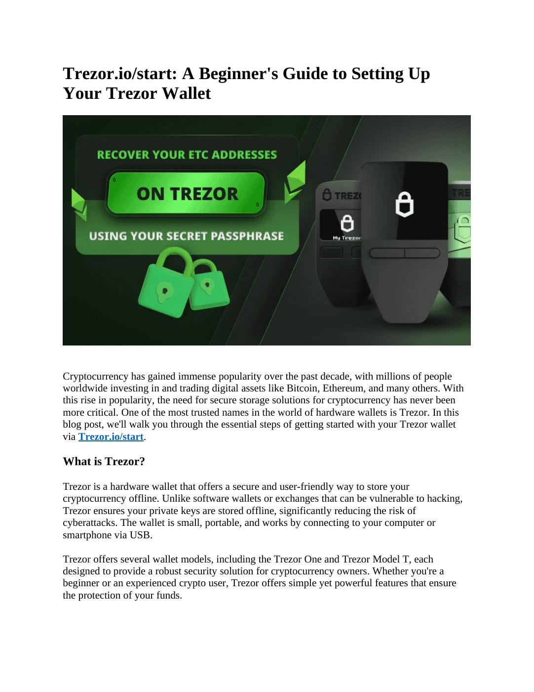 Trezor.io/start - The #1 Hardware Crypto Wallet | PDF to Flipbook