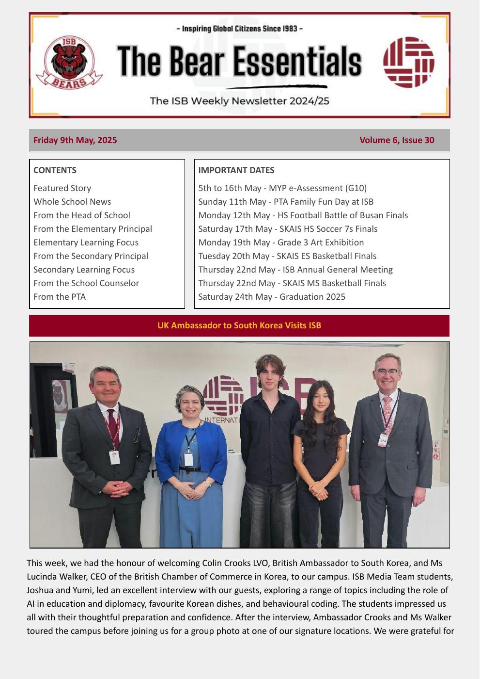 ISB Newsletter - Friday 9th May, 2025 | PDF to Flipbook