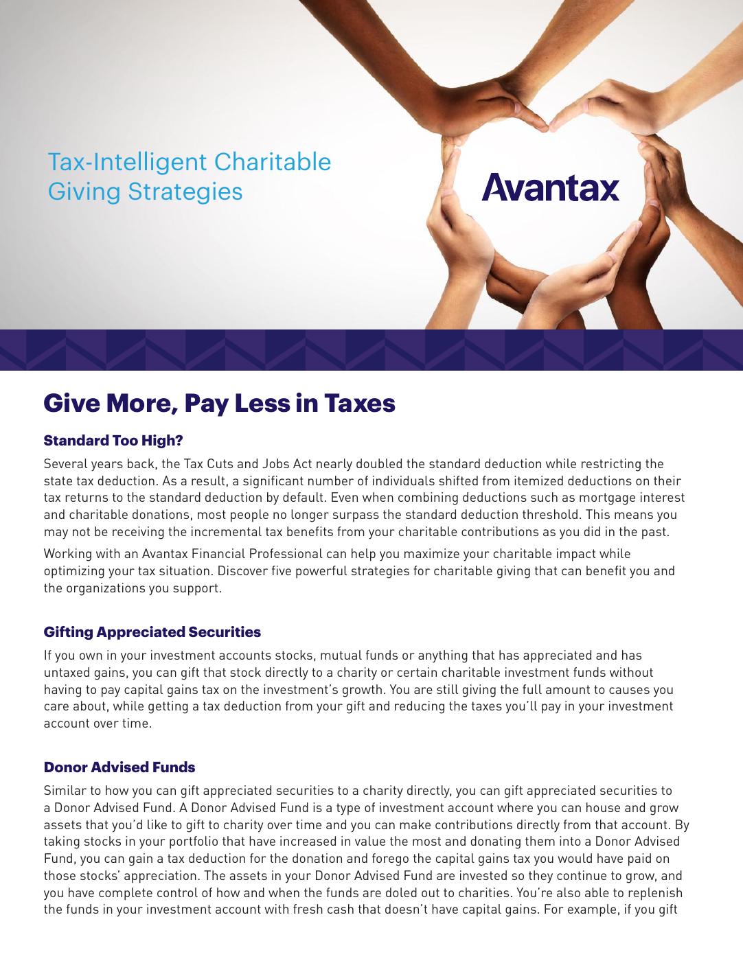 Tax-Intelligent Charitable Giving Strategies