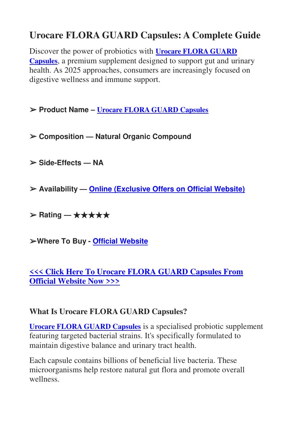 Urocare FLORA GUARD Capsules | PDF to Flipbook