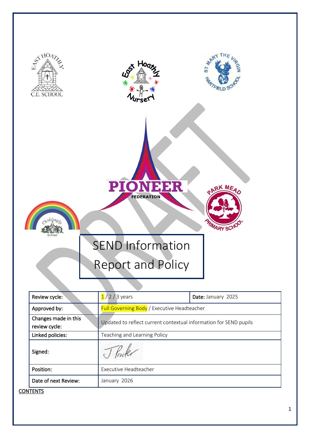 SEND Information Report & Policy Jan 25