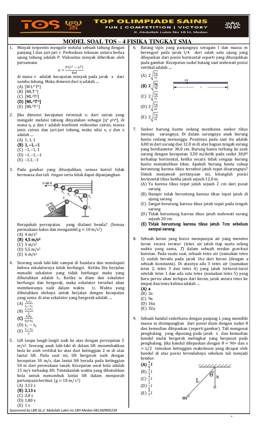 MODEL SOAL TOS-4 FISIKA TINGKAT SMA | PDF to Flipbook