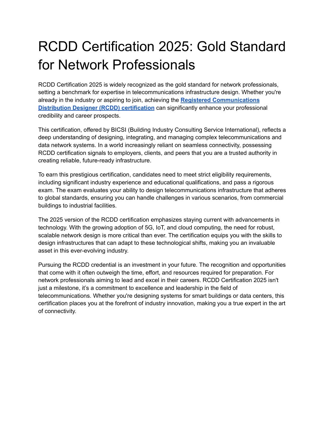 RCDD Certification 2025: Gold Standard for Network Professionals | PDF ...