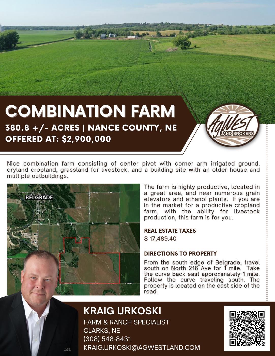 380.8 +/- Acre Combination Farm in Nance County