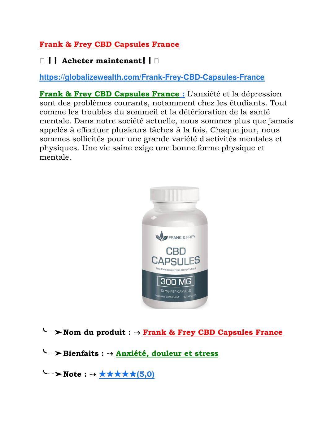 Frank & Frey CBD Capsules France , Utilisation et résultat | PDF to ...