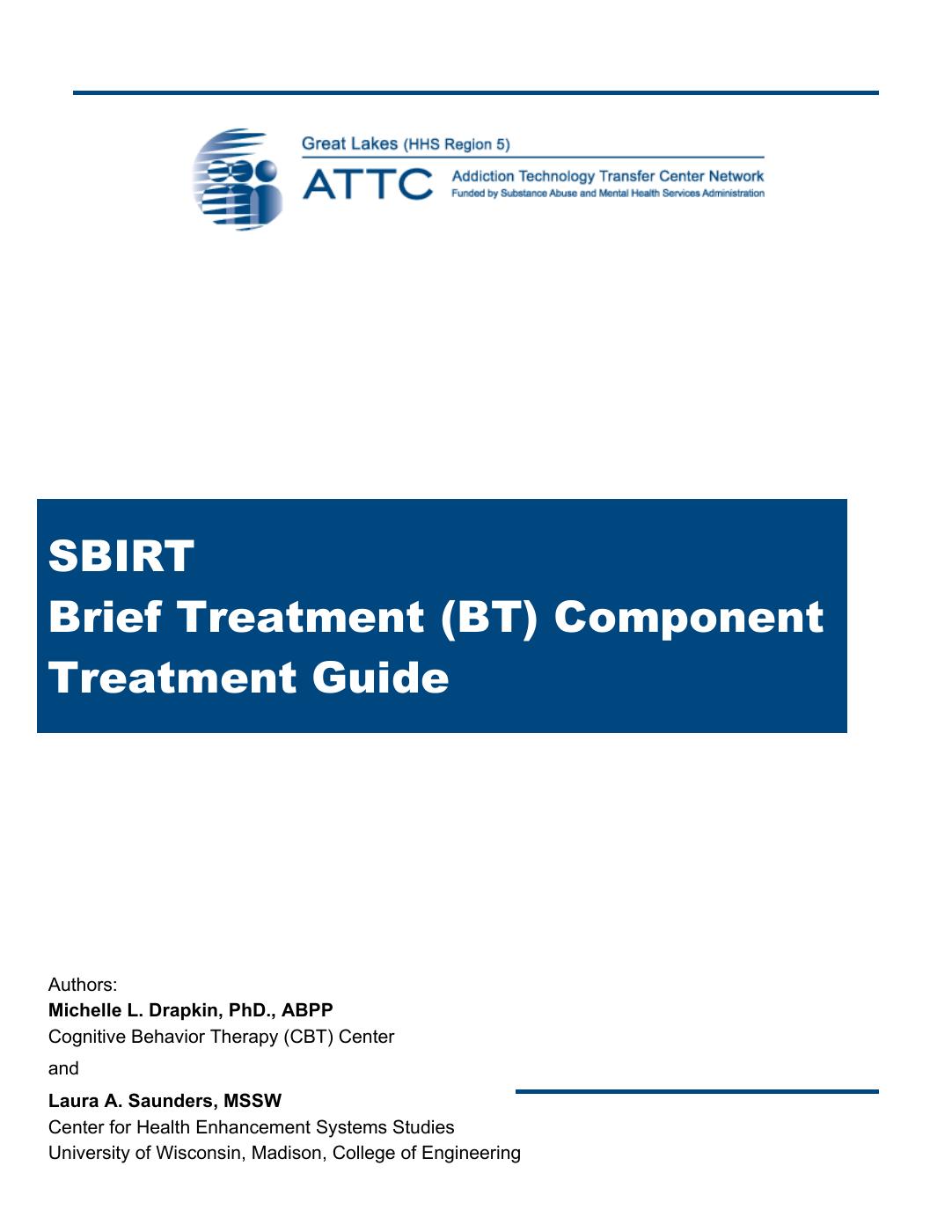 SBIRT Brief Treatment (BT) Component Treatment Guide