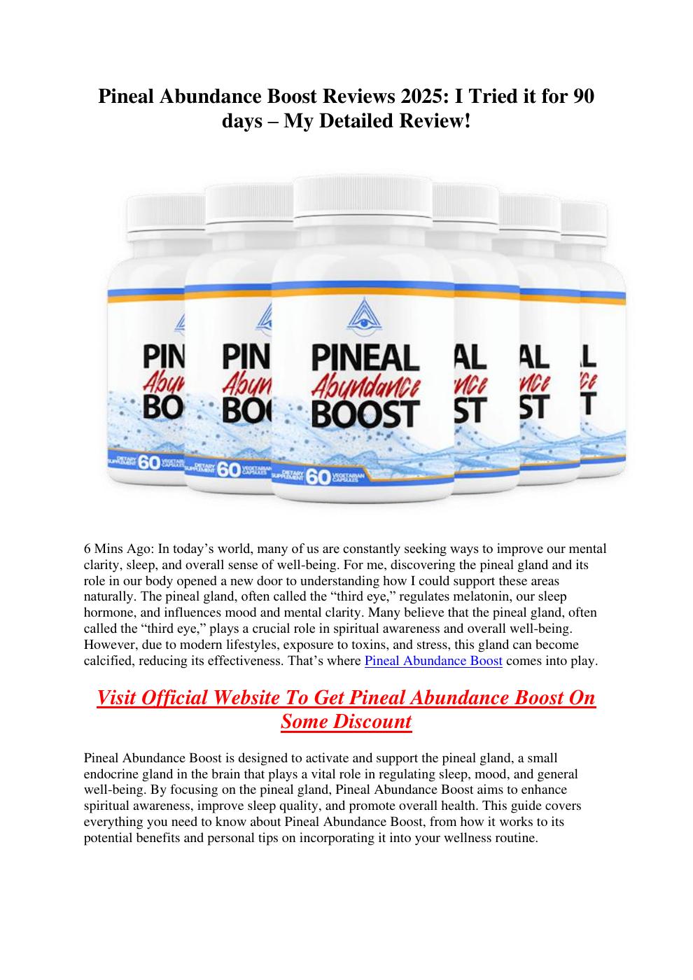 Pineal Abundance Boost Reviews 2025: I Tried it for 90 days – My Detailed Review! | PDF to Flipbook