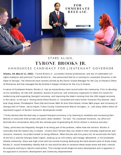Press Release: Stars Align, Tyrone Brooks Jr. Announces Candidacy For ...