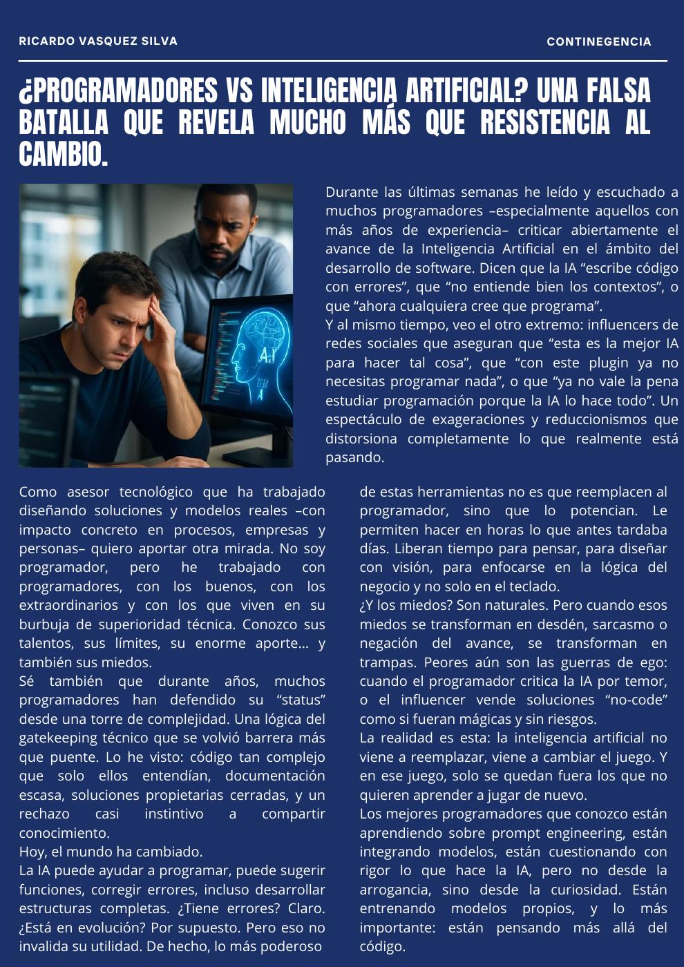 ¿Programadores vs Inteligencia Artificial?