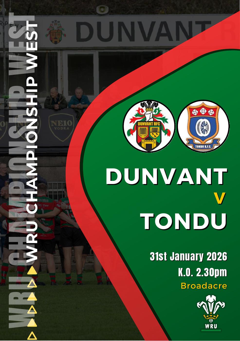 Dunvant v Tondu Programme | PDF to Flipbook