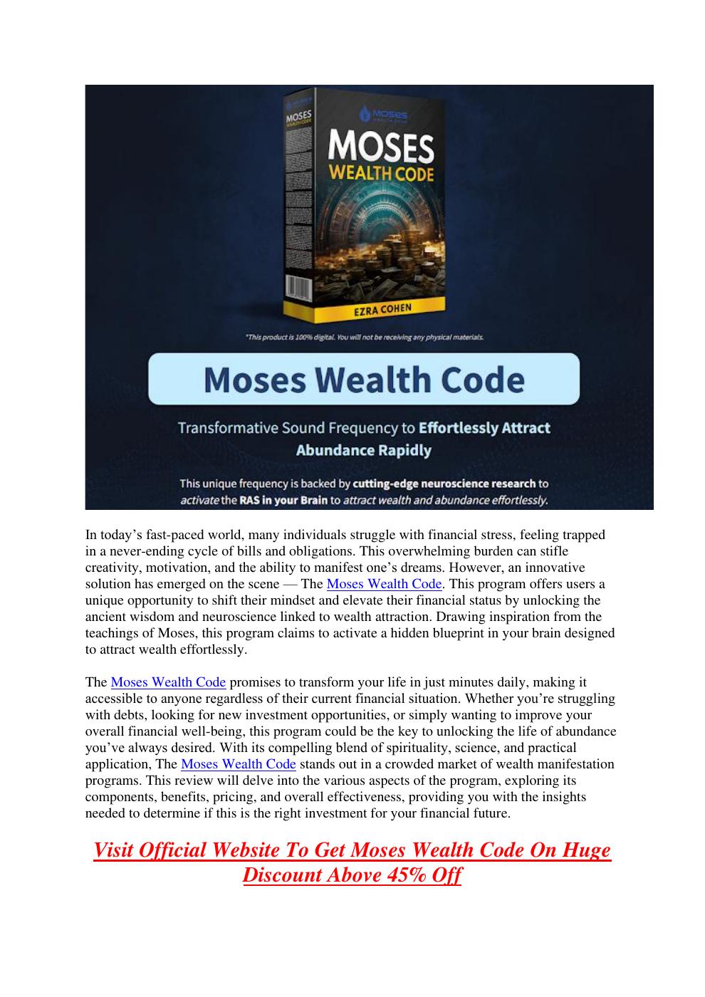 Moses Wealth Code (SCAM OR LEGIT EXPERIENCE) "Reviews" Genuine? | PDF to Flipbook