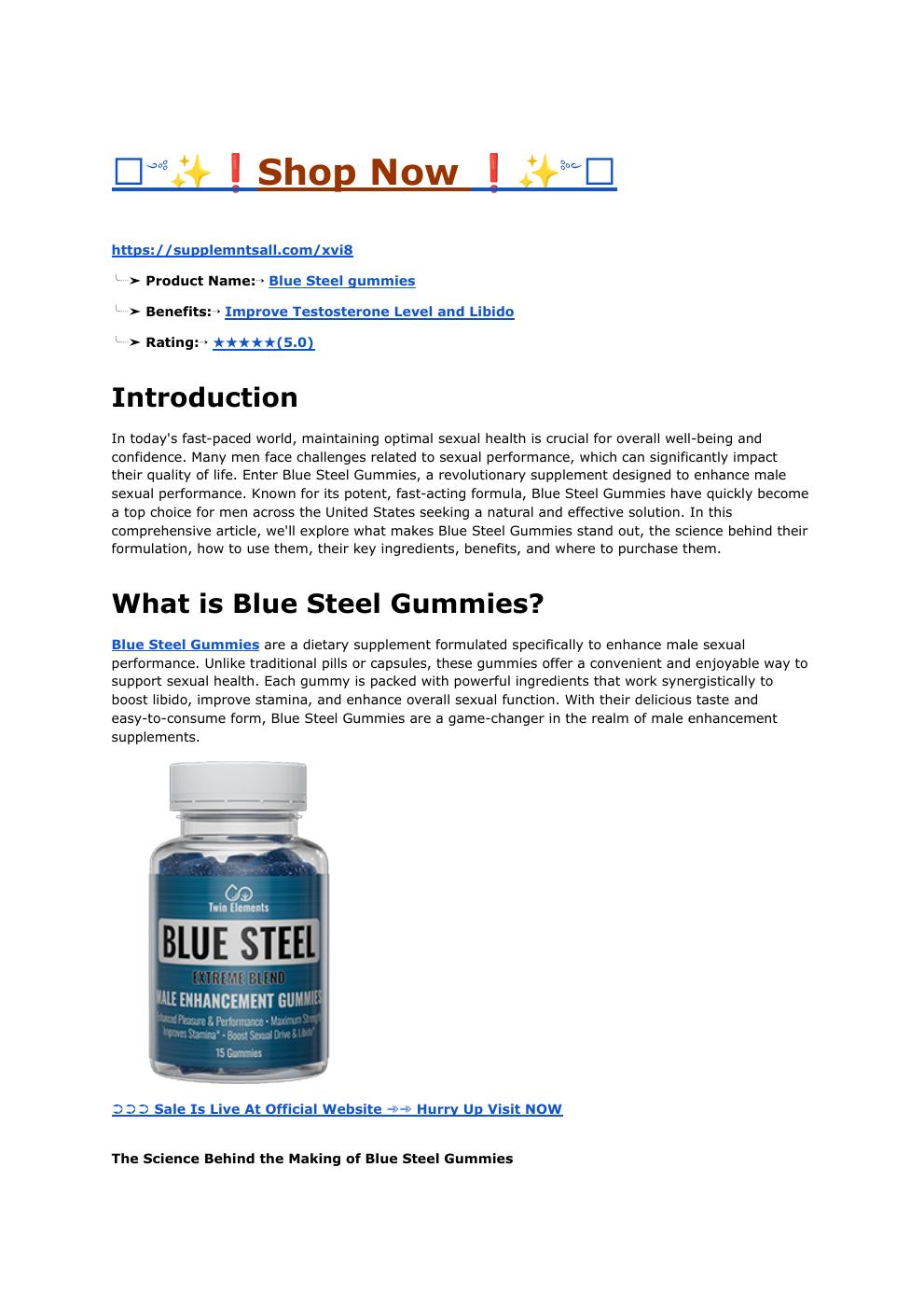 Blue Steel Gummies Reviews and Benefits | PDF to Flipbook