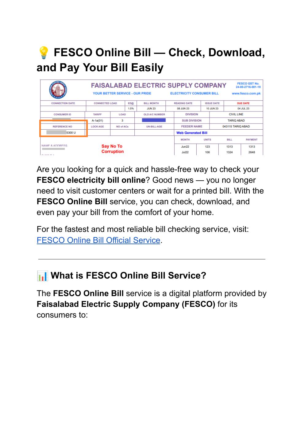 Fesco Bill online | PDF to Flipbook