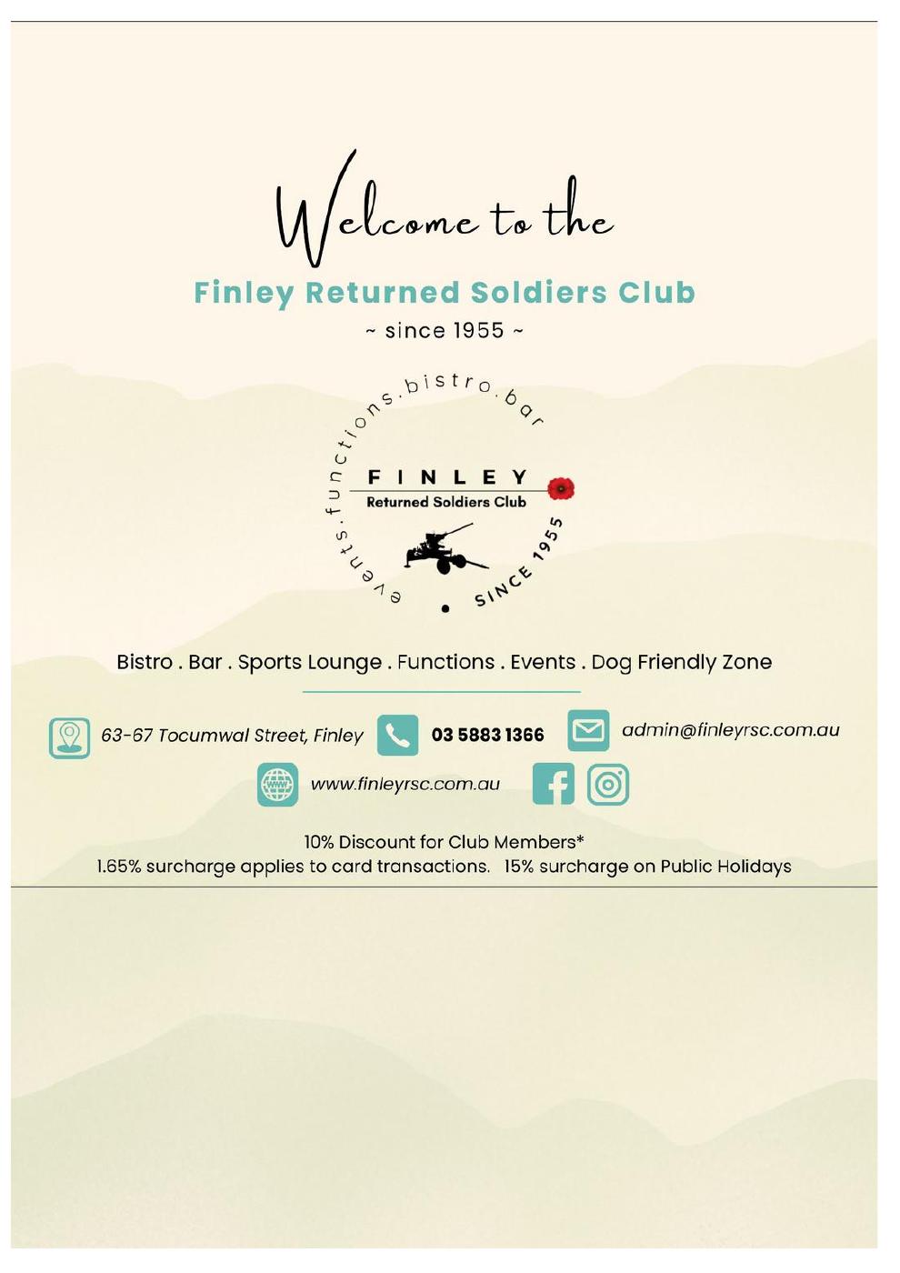 Finley RSC Menu | PDF to Flipbook