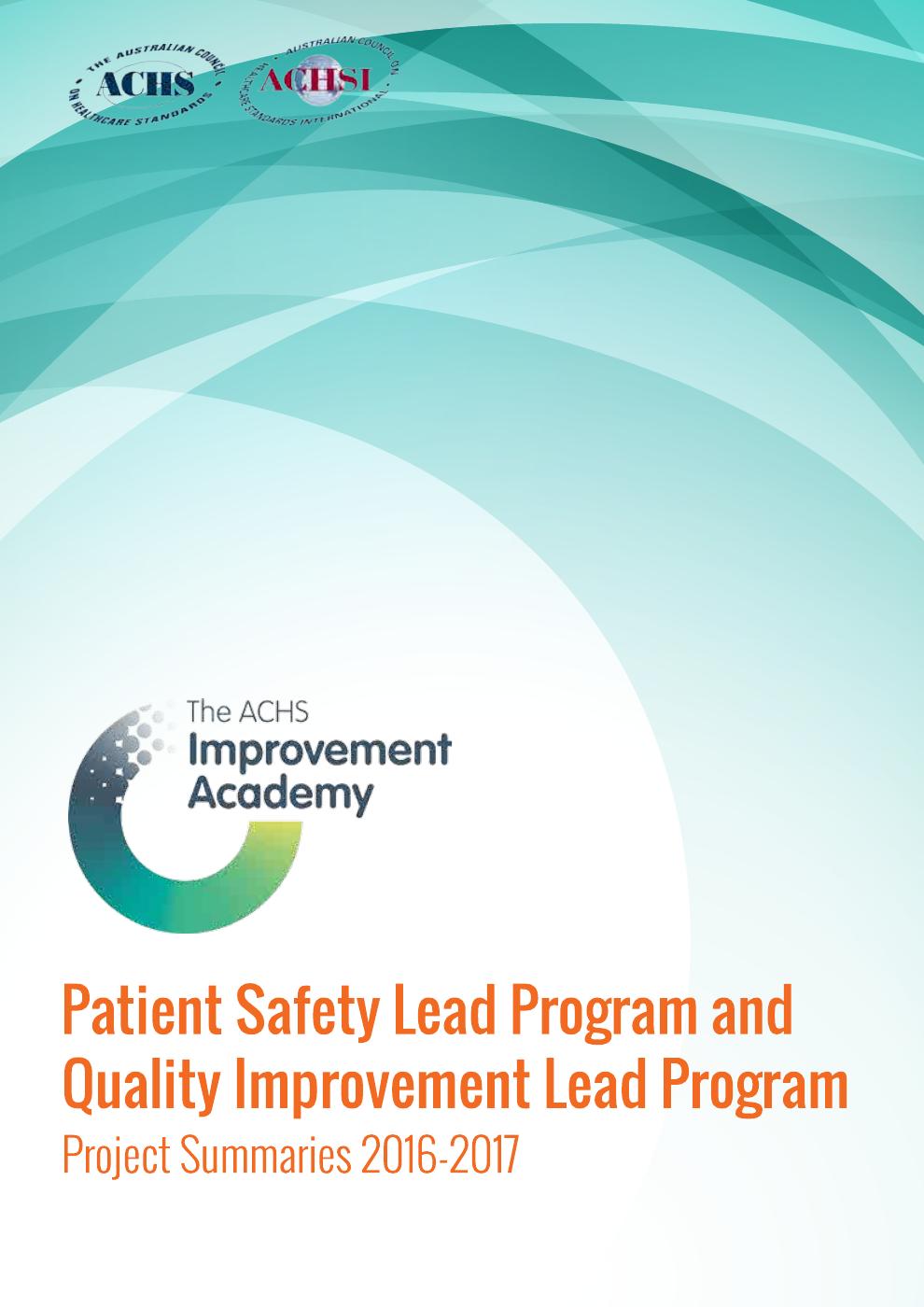 Patient Safety Lead Program and Quality Improvement Lead Program ...