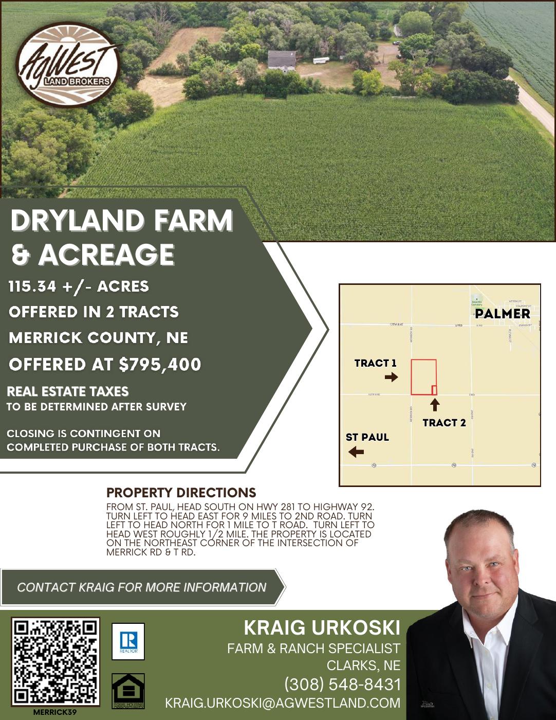 Merrick County Dryland Farm & Acreage
