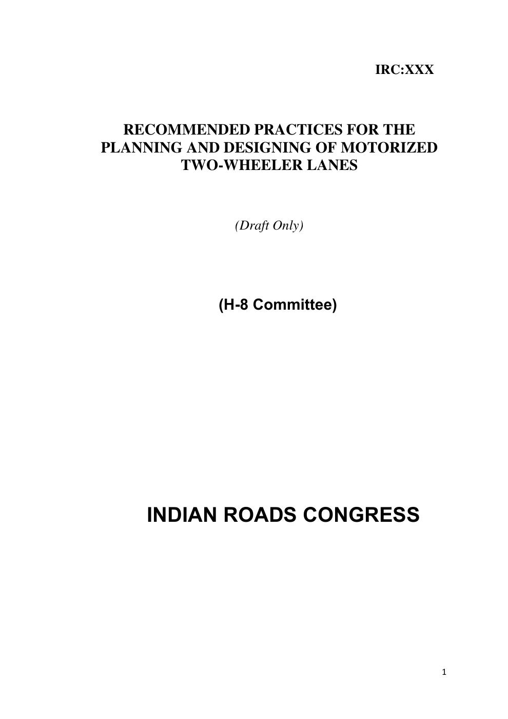 Draft “Recommended Practices for the Planning and Designing of ...