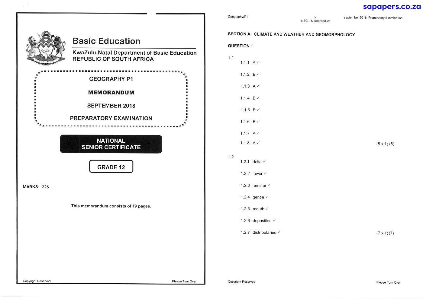 Gr12 Geo P1 Sept 2018 Memo | PDF to Flipbook