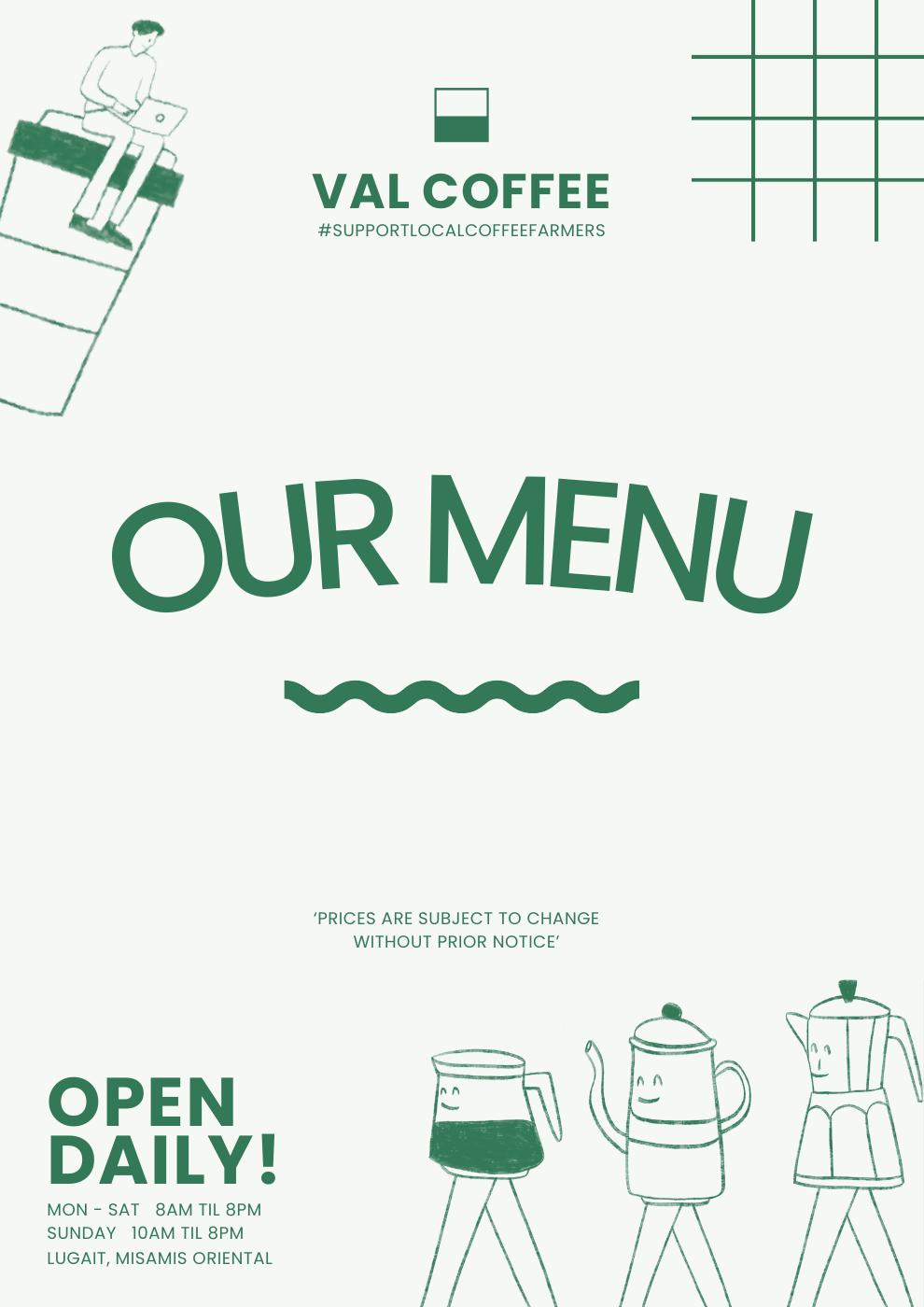 VAL COFFEE MENU | PDF to Flipbook