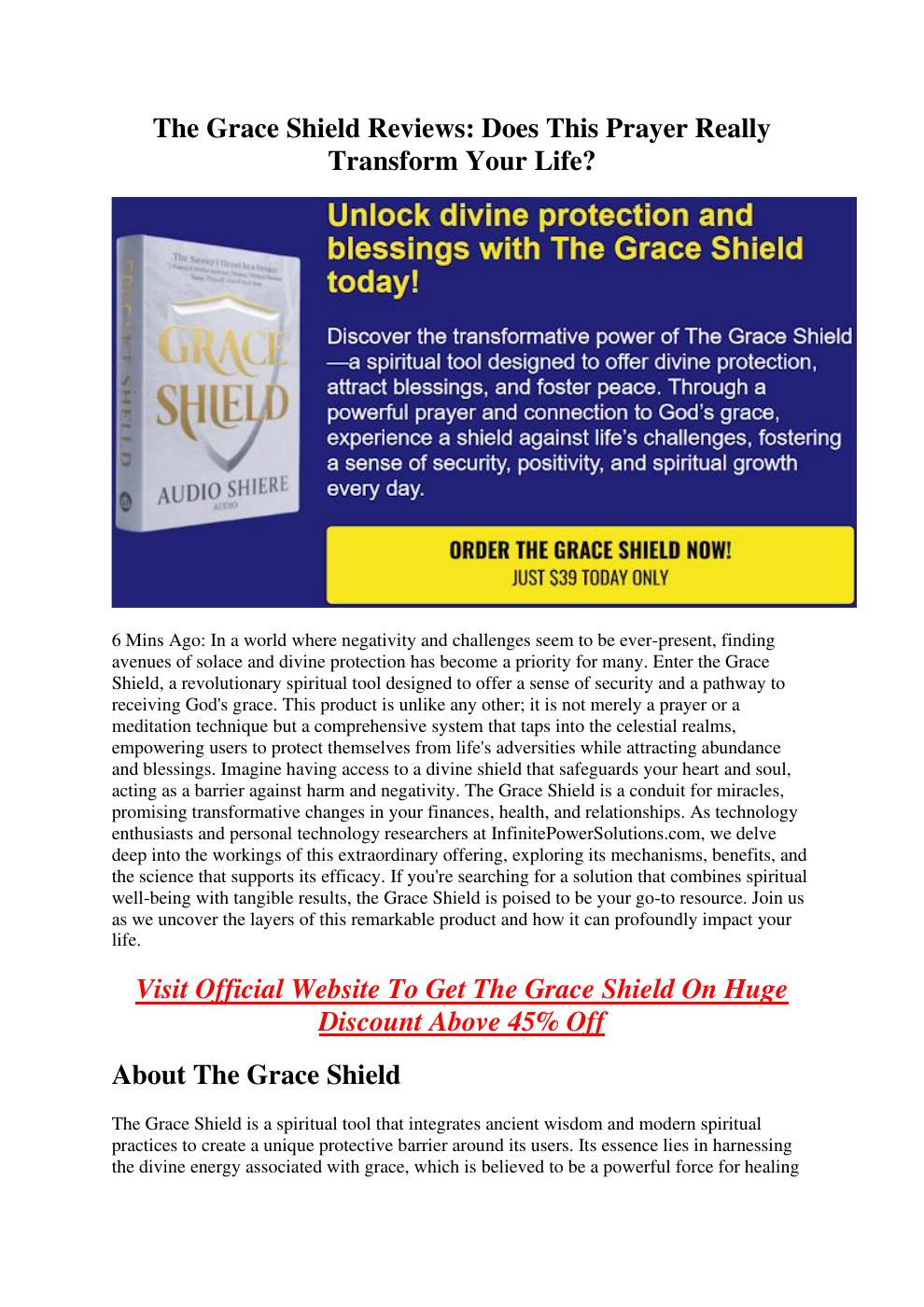 The Grace Shield An Ancient Prayer That Unlock God’s Blessings Price $39 | PDF to Flipbook