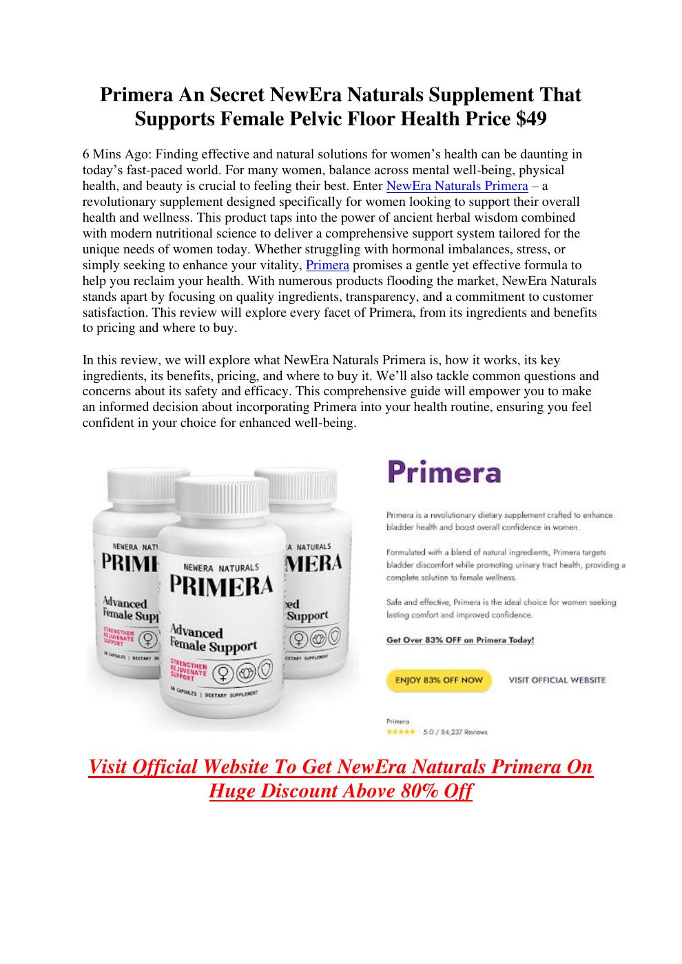 Primera An Secret NewEra Naturals Supplement That Supports Female ...