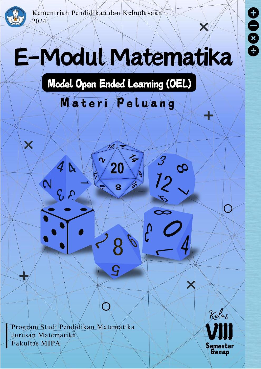 E-MODUL MATEMATIKA MODEL OPEN ENDED LEARNING (OEL) MATERI PELUANG KELAS VIII SEMESTER GENAP ...